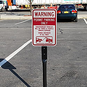 SmartSign "Warning - Permit Parking Only, Towing Enforced" Sign | 12" x 18" 3M Engineer Grade Reflective Aluminum
