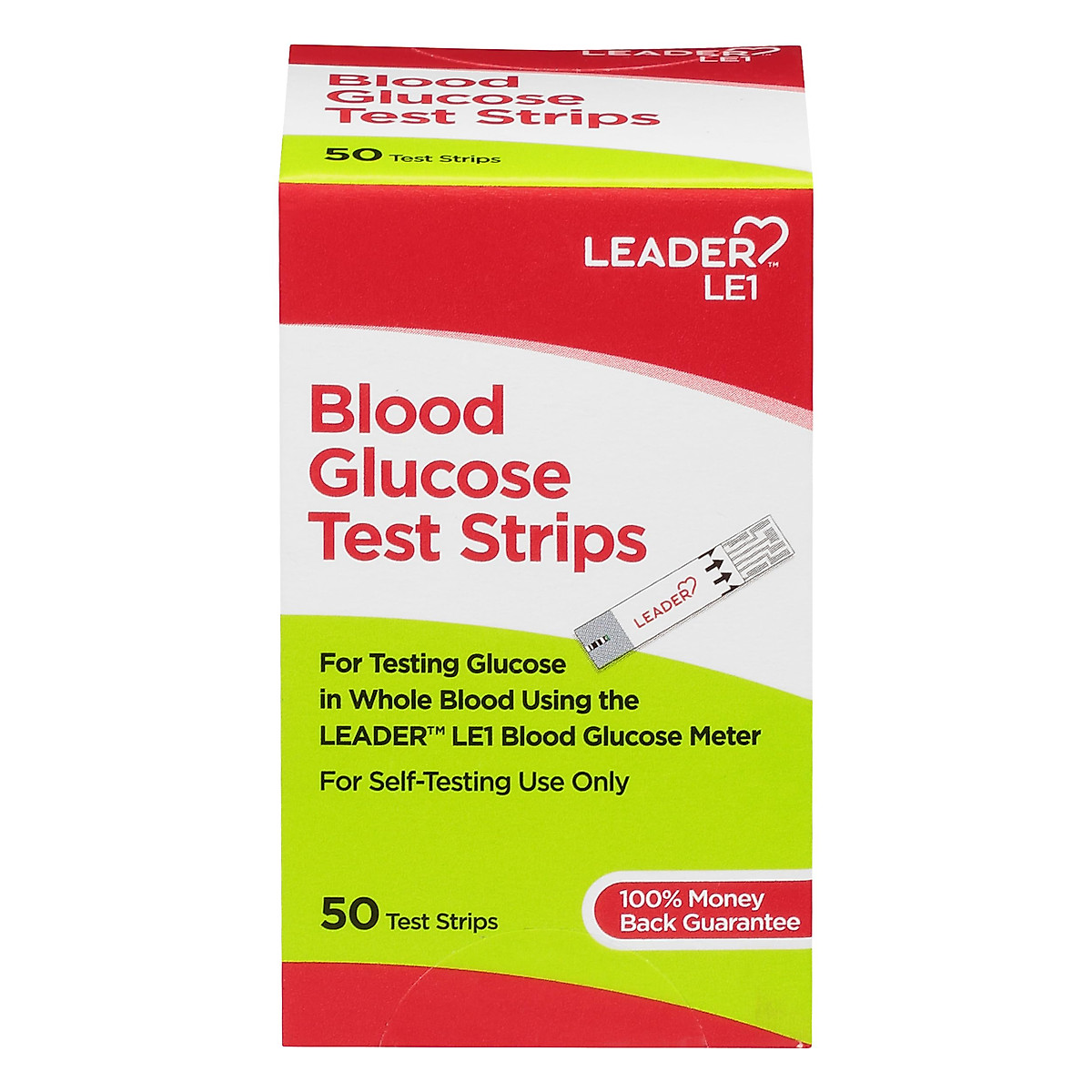 LEADER Blood Glucose Test Strips for Diabetes, No-Coding, Fast, Accurate Results, Use with LEADER Blood Sugar Monitoring System, 50 Diabetic Test Strips