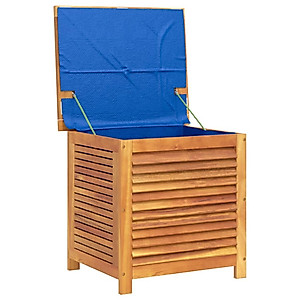 GOLINPEILO Outside Wooden Deck Box, Garden Storage Box with Louver, Patio Storage Container for Backyard, Porch, Garden, 23.6"x19.7"x22" Solid Wood Acacia