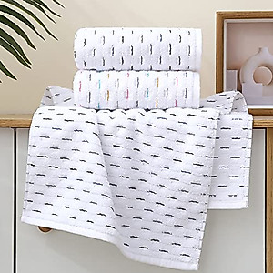 YiLUOMO White Hand Towels Black to Blue Striped Design Super Soft 100% Terry Cotton Highly Absorbent Decorative Hand Towel for Bathroom (13 x 29 Inch, 2 Pieces)