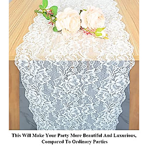Vintage-Lace-Table-Runner 12x120-Inch Wedding Bridal Lace Table Runners Flower Table Runner Tea Party Tablecloth White Lace Runner