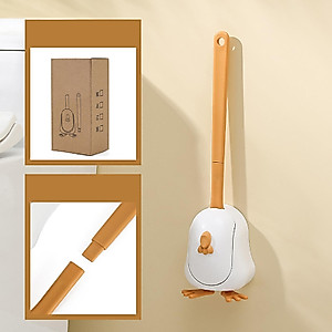 Hondony Toilet Brush and Holder Set,Wall Toilet Wand Long Handle Toilet Cleaner Brush | Long Handle Silicone Toilet Bowl Brush Head with Soft Bristles for Wash Basin