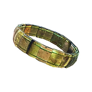 DUOVEKT Natural Green Tourmaline Quartz Bracelet For Women Lady Men Brazil Clear Crystal 12x9mm Rectangle Beads Gemstone Stretch Bracelet Jewelry AAAAA