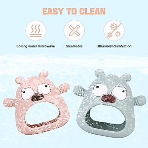 Teething Toys for Babies 0-6-12 Months, Baby Teether Never Drop Baby Teether for Teething Relief, Silicone Baby Hand Mittens with Sucking Need Pacifier, Baby Chew Toys for Breast Feeding (Pink)