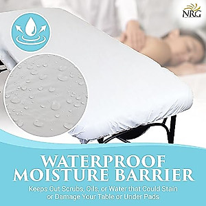 NRG Reusable Protective Massage Table Cover, 10-Pack - Waterproof Massage Bed Cover - Spa Bed Cover - Vinyl Massage Table Cover Fitted - Easily Wipes Clean Between Clients - Machine Washable