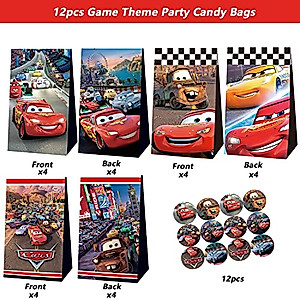 24pc car Party Gift Bags,12pc Gift Bags and 12pc stickers Party Supplies for Kids Cute marioo Themed Party, Birthday Decoration Gift Bags Well for Girls or Boys