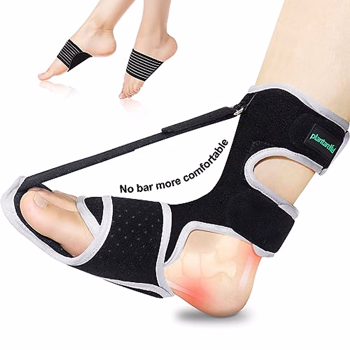 Plantarelief Plantar Fasciitis Night Splint: Upgraded Plantar Fasciitis Relief Brace with Arch Support Women Men - Treatment for Plantar Fasciitis, Achilles Tendonitis, Foot Drop and Heel Pain - Black