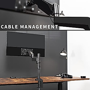 VIVO Heavy Duty Articulating Single Pneumatic Spring Arm Desk Mount Stand, Fits 17 to 32 inch Standard Screens or 43 inch Ultrawides up to 26.4 lbs with Maximum VESA 200x100mm, STAND-V101H
