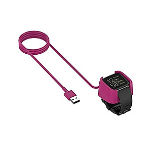 FitTurn Compatible with Fitbit Versa 2 Charger Replacement USB Data Charger Dock Charging Cable Stand for Versa 2 Health & Fitness Smartwatch, 3Ft Sturdy Power Cord (Purple)
