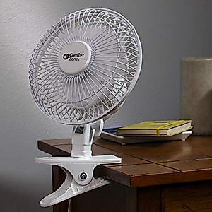 Comfort Zone CZ6C 6-inch Quiet Portable Indoor 2-Speed Desk Fan with Clip and Fully Adjustable Tilt, White (2pk)