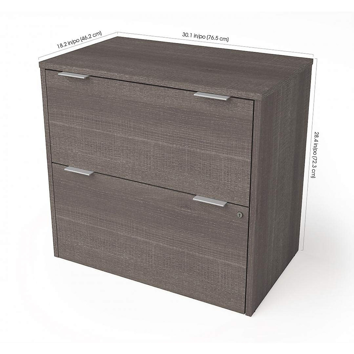 Bestar i3 Plus Lateral File Cabinet, 31W, Bark Grey