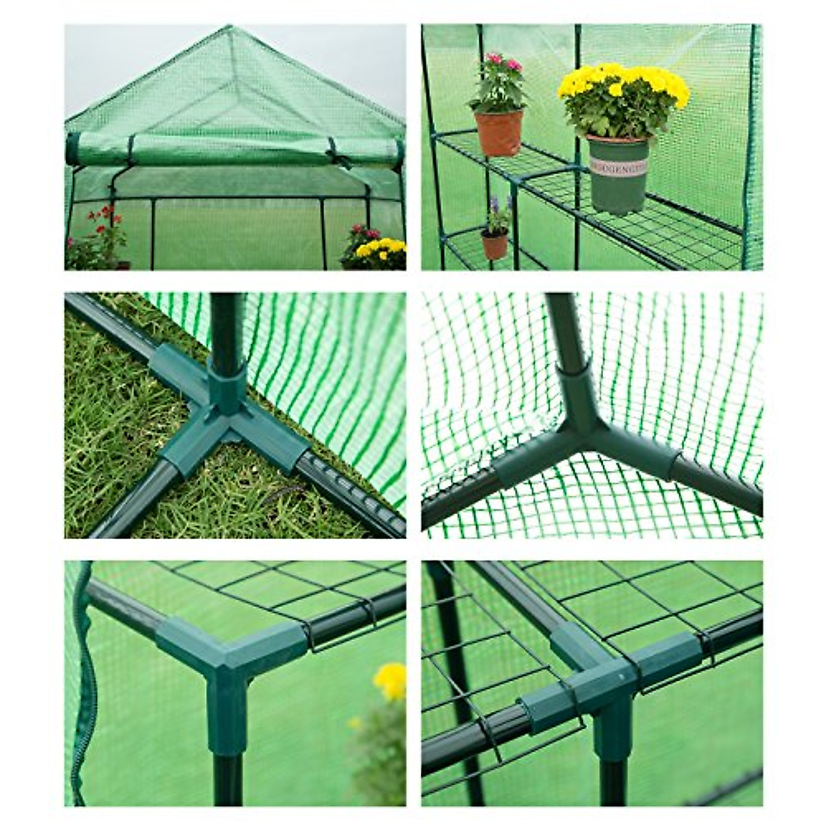 GOJOOASIS Walk in Portable Garden Greenhouse Mini Plants Shed Hot House with 3 Tiers