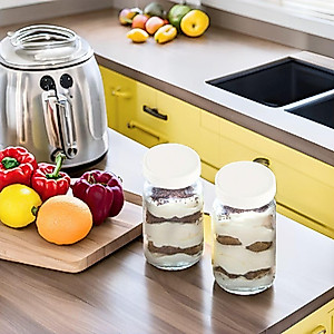 Jarming Collections Mason Jars 16 oz - Glass Jars with Plastic Lids- Glass Storage Jars with Regular Mouth Lids- Jars with Lids- Canning Jars, Pint Jars- Set of 2, 16 oz Mason Jars, White Lids