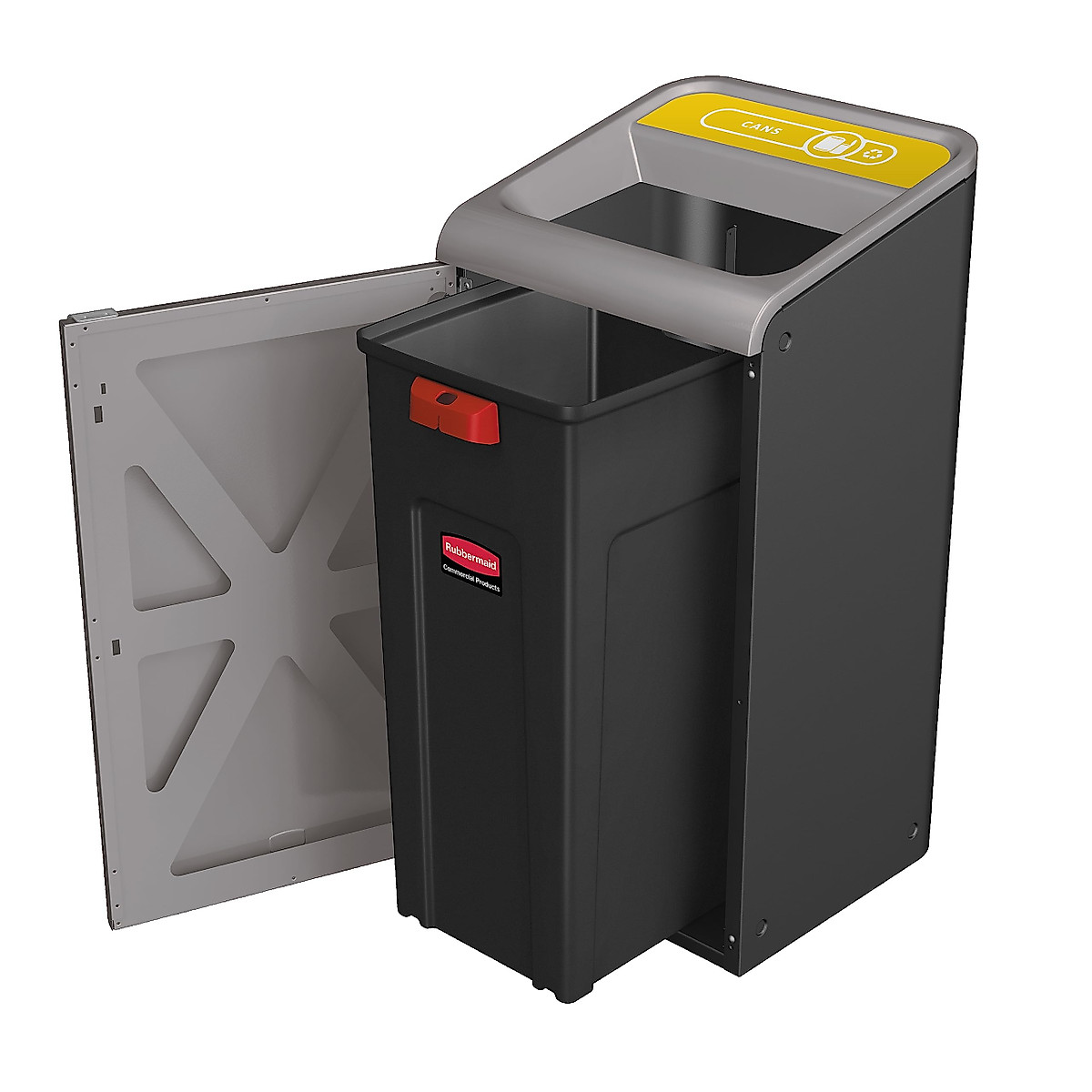 Rubbermaid Commercial Products Configure 1 Stream Landfill Trash Can, 33 Gal, Grey Stenni, Indoor for Stadiums/Food Courts/Airports