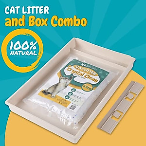 TonGass Reusable Self-Cleaning Cat Litter Box Tray Refills with 4.5LB Crystal Cat Litter Compatible with PetSafe ScoopFree Automatic Cat Litter Box (Beige) - Fits All 1st and 2nd Gen