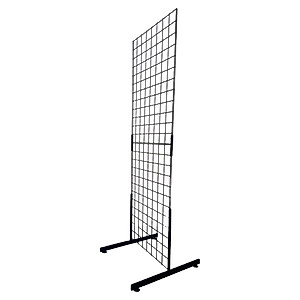 Only Hangers Black Collapsible/Portable 2' x 6' Heavy Duty Gridwall Art Display Panel with T Legs - Great for Craft and Trade Shows