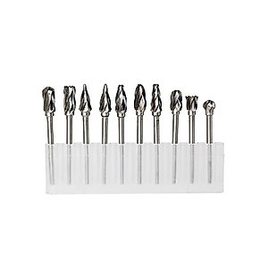 YUFUTOL 1/8 inch Carbide Burr Set - 10pcs Aluma Cut Carbide Rotary Burrs for Aluminum 3mm Shank Fits Die Grinder Drill for Woodworking,Drilling, Aluminum Craving,Engraving, Polishing