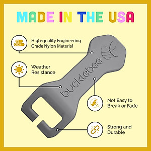 Bucklebee Easy Car Seat Buckle Release Aid for Children Unbuckle Car Seat Release Tool - Car Seat Button Pusher - Car Seat Opener for Nails - Car Seat Buckle Release Tool (Gray and Yellow)