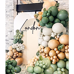 Sage Green Brown Balloon Garland Kit Double stuffed Olive Green Nude Apricot Dusty Green Grey White Latex Balloons Jungle Safari Balloon Arch kit for Wild One Baby Shower Birthday Party Decoration