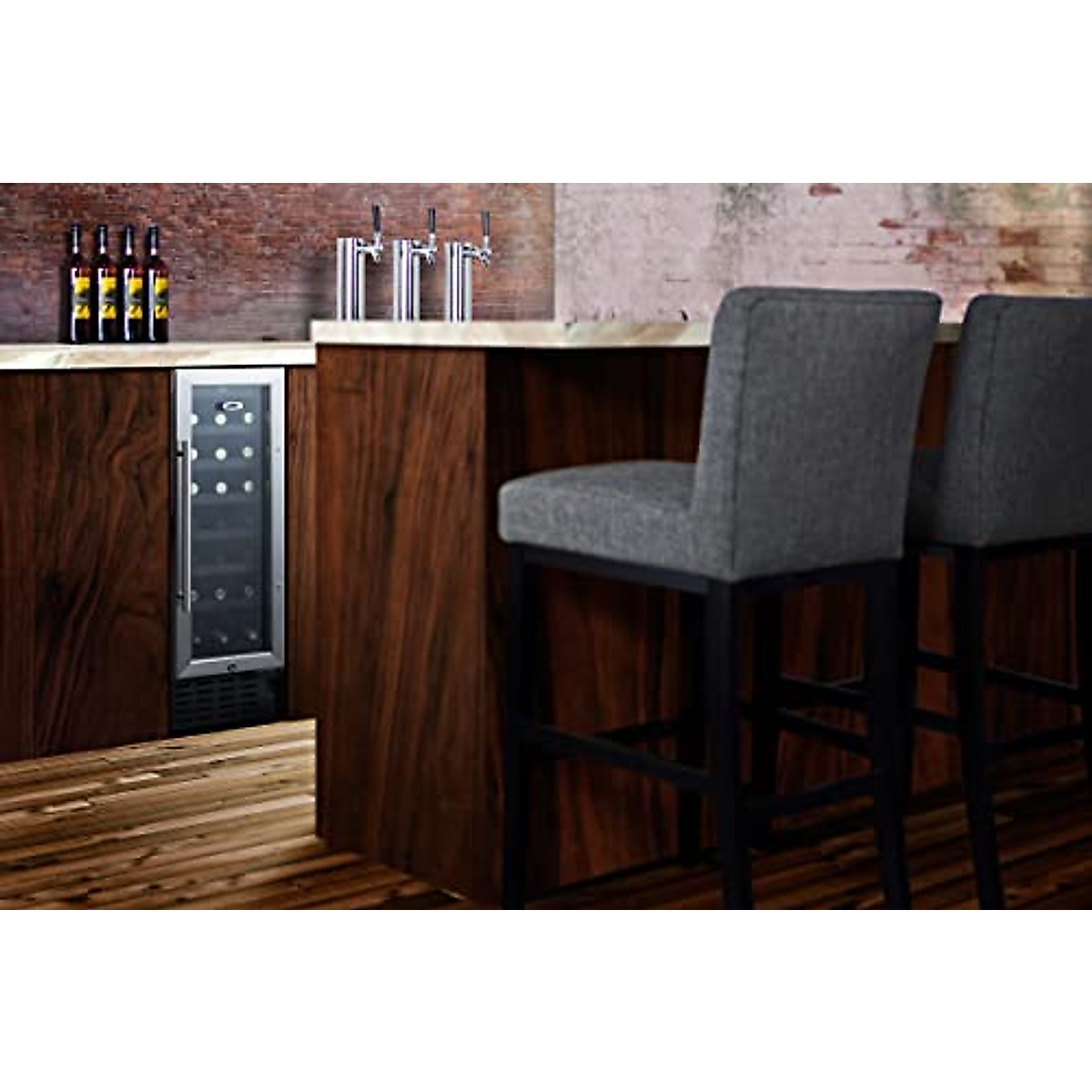Summit Appliance SWC1224B Commercially Approved 12" Wide Built-in Undercounter Wine Cellar Designed for the Display and Refrigeration of Beverages with Digital Thermostat and LED Lighting