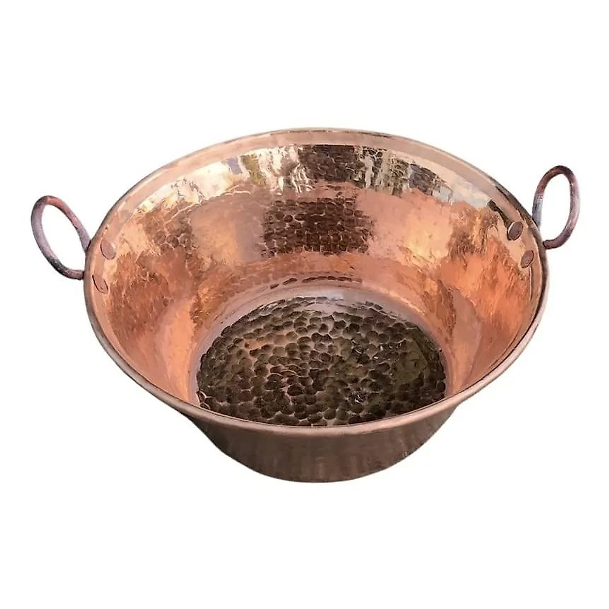 CEMCUI Copper Cazo 7.5 Litre Saucepan (253 Liquid Ounces) Hammered Copper Ideal for Meats, 32 cm Diameter (12.5 Inches)