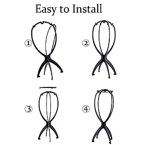 XINMEIFA 6 Pack Wig Stand Portable Wig Holder 14.2 Inches Wig Holder for Multiple Wigs (Black)