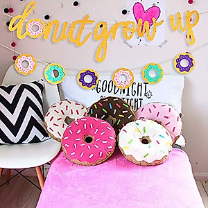 Sidpro Donut Party Supplies Glitter Donut Banners Donut Grow Up Banner Donut Party Garland Glitter Donut Grow Up Banner Grow Up Backgound String Happy Birthday Party Supplies Wall Decorations