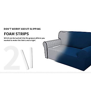 Easy-Going Fleece Stretch Sofa Slipcover Spandex Non-Slip Soft Couch Sofa Cover, Washable Furniture Protector with Anti-Skid Foam and Elastic Bottom for Kids, Pets(Sofa, Navy)