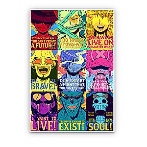 Gzcvba One Anime Piece Poster Luffy Zoro Nami Inspirational Quotes Poster Canvas Print Vintage Aesthetics Room Decor for Home Bedroom Living 12X18In-No Frame