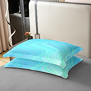 Simple Modern Duvet Cover Set 100% Natural Cotton Twin Size Abstract Ombre Blue Gradient Super Soft Bedding Set 2 PCS Ocean Waves Cotton Comforter Cover for Bedroom Decor