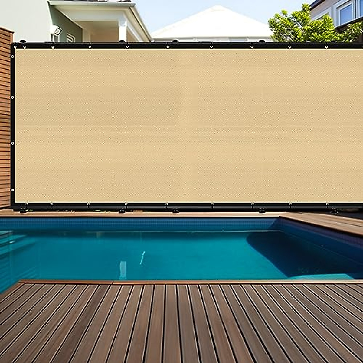 Shade&Beyond 6' x 25' Privacy Screen Fence Sand Heavy Duty 150 GSM Sand Fencing Mesh Shade Net Cover for Wall Garden Yard Backyard Indoor Outdoor Home Decoration FR03-F, Sand