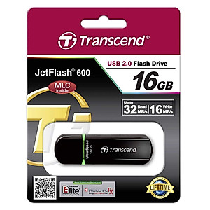 Transcend JetFlash 600 16 GB USB 2.0 Flash Drive TS16GJF600 (up to 32MB/s)