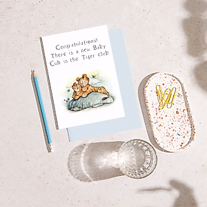 Huxters Baby Boy Cards – Cute A5 Baby Girl Cards Congratulations – Elegant Hello Congratulations Baby Boy Card with Tiger Cub Design – Congratulations Baby Girl Card for New Mom