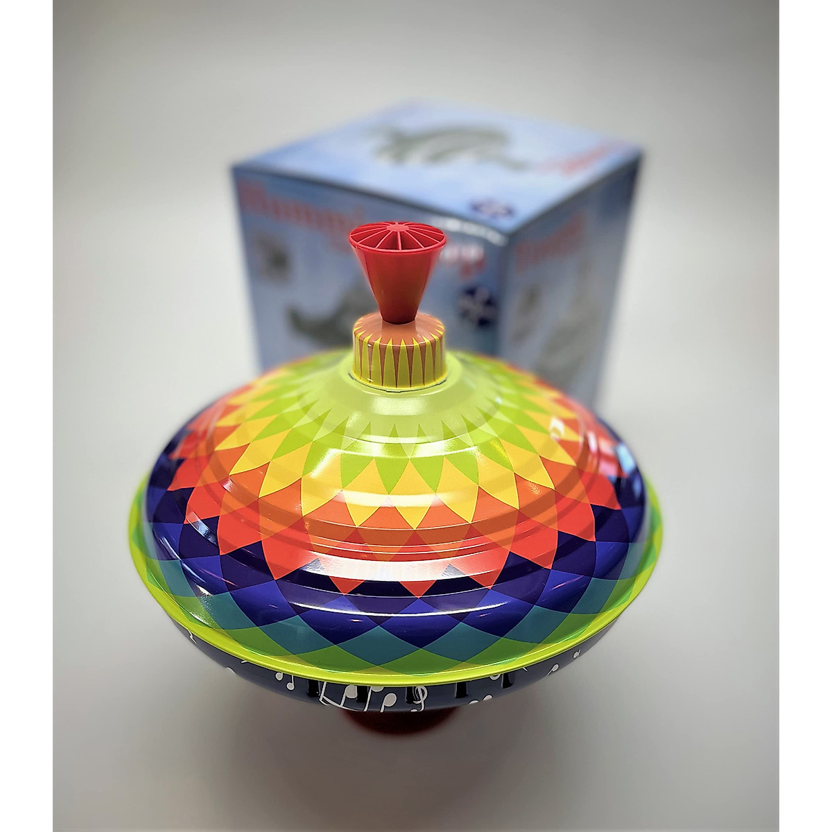 Choral Multicolor Music Spin Top Toy toupi for Children from KsmToys Bolz. The Funny Buzzing Choral Hum Gets Louder As The Top Spins Faster Ages 18 m+