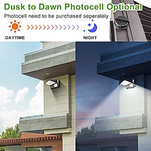 LED Full Cut Off Wall Pack 80/60/40/20W Power Selectable, 5000K Exterior LED Wall Light with Photocell, 50-250W MH/HPS Equiv. IP65 Waterproof 100-277V AC for Warehouse DLC & ETL Listed