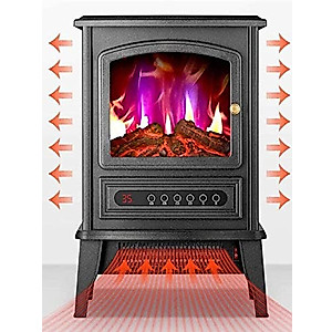 VOMKR Large Electric Stove Fires Freestanding, Electric Fireplace Stove Heater, Recessed and Wall Mounted Freestanding Fireplace with Wood Burning LED Light (Size : Remote Control)