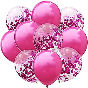 zorpia 50pcs Rose Red Confetti Balloons, Fuchsia Latex Helium Balloons,for Wedding Bride Baby Shower Birthday Festival Event Communion Decorations