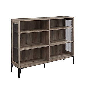 Home Accent Furnishings 52" Mesh Side Industrial Bookshelf - Grey Wash