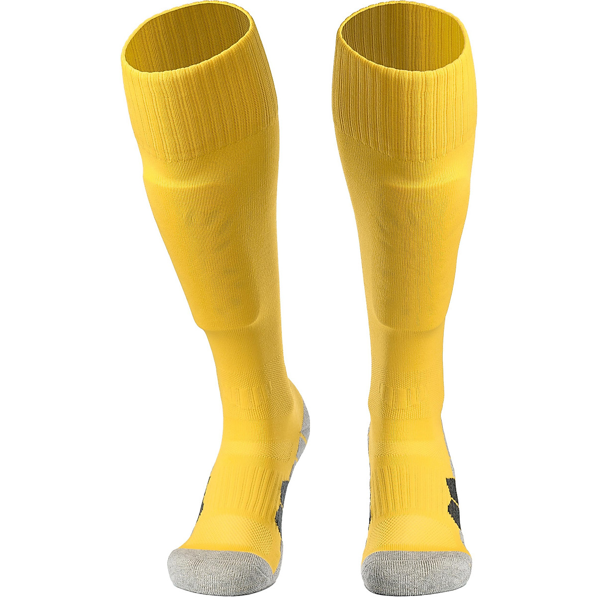 APTESOL Youth Soccer Socks Knee High Team Sport Cushion Sock Women Men Long Tube Cotton Athletic Compression Socks (3-Pair Yellow,X-Small)