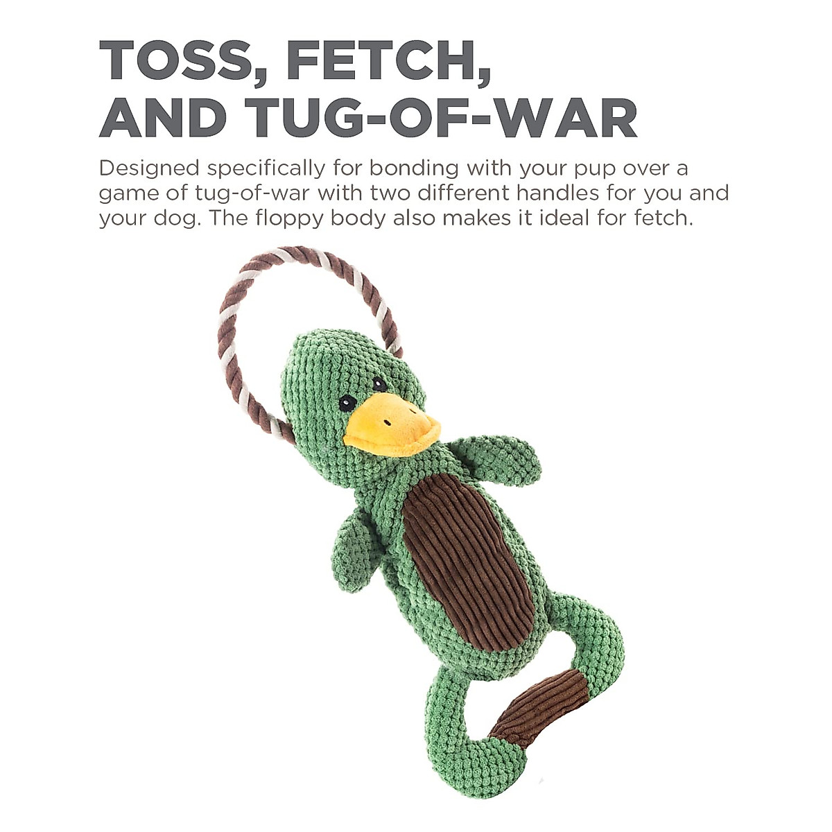 Outward Hound Scrunch Bunch Duck Interactive Plush Squeaky Dog Tug Toy