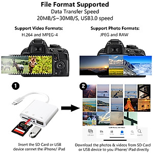 SD Card Reader for iPhone Lightning to 3 in 1 USB Camera Adapter OTG Micro SD TF Memory Card Reader for iPad