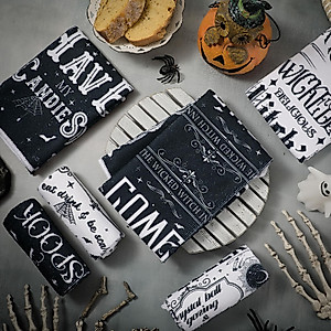 6 Pcs Halloween Kitchen Towel Set Witch Horror Proverbial Dish Towel Spooky Ghost Hand Towel for Home Kitchen Cooking Baking Tea Towels