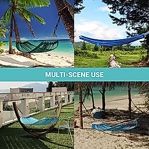 KingCamp Double Mesh Hammock, Camping Hammock Breathable Portable Outdoor/Indoor Hammocks Tree Hammock for Camping Backpacking, Hiking, Backyard, Beach Support to 440lbs with 2 Tree Straps (Cyan)