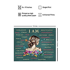 Positive Affirmations Boho-chic Wall Art & Decor - I Am Bohemian Motivational Wall Decor - Inspirational Quotes Sayings - Encouragement Gifts for Women - Encouraging Wall Decor - UNFRAMED Picture