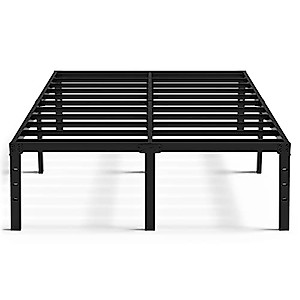 QEROMY 18-Inch Queen-Bed-Frame, Metal Platform Bed Frame Queen Size, Quick & Easy Assembly, Heavy Duty Bed Frame No Box Spring Needed, Noise-Free, Black