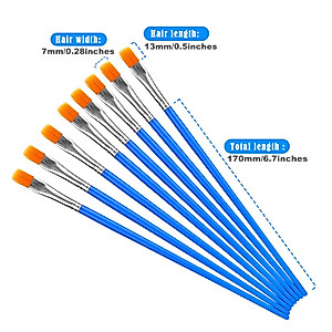 Paint Brushes Set 50 Pcs Kids Nylon Flat Hair Acrylic Small Oil Watercolor Artist Painting Kits Bulk for Children