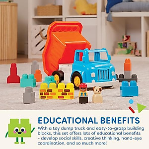Battat – Large Building Blocks – 80 Colorful Pieces – 8 Wheel Bricks – Zippered Storage Bag – 12 Months + – Bag o' Blocks
