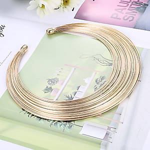 ORAZIO Bib Choker Statement Necklaces for Women Cuff Bracelet Open Hoop Stud Earrings Ring African Chunky Costume Jewelry Set