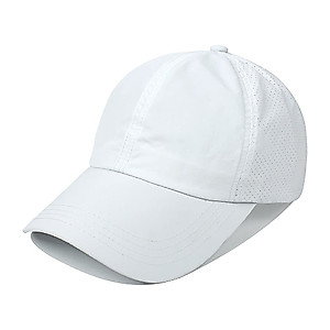 FASHIXD Ponytail Baseball Cap for Women Mesh Quick Dry Baseball Hat with Ponytail Hole (White)
