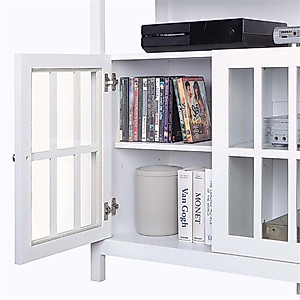 Convenience Concepts Big Sur Deluxe TV Stand with Storage Cabinets and Shelf for TVs up to 55 Inches, White